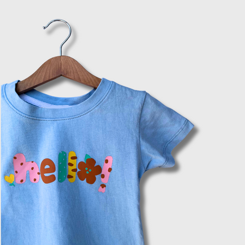 Kids Hello Doodle Top (Sky Blue) – Tinytrendz.pk